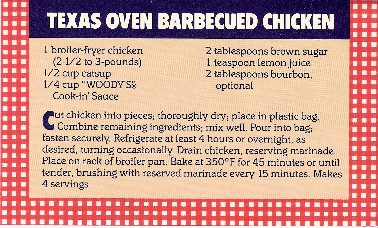 Texas Oven Barbecued Chicken - Woody's BBQ Pantry